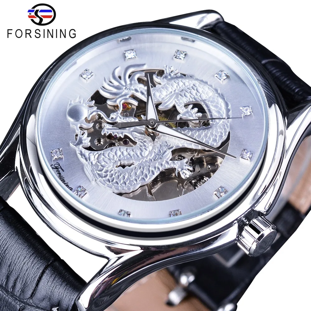 Forsining Watches Mens Luxury Brand Automatic White Chinese Dragon ...