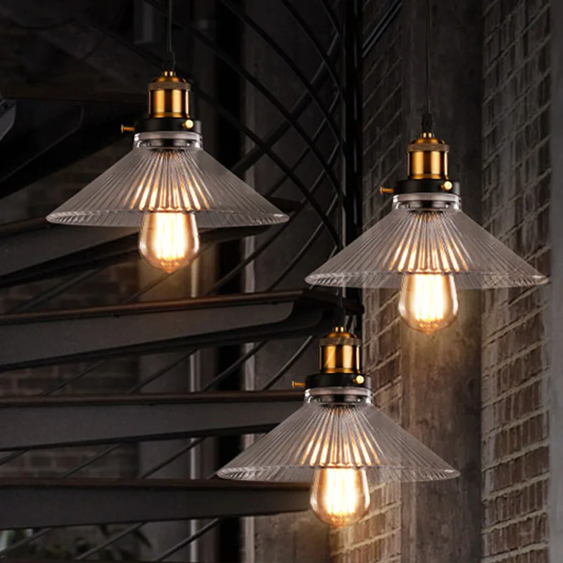 Vintage glass pendant lamp cafe bar light dinning room restaurant ...