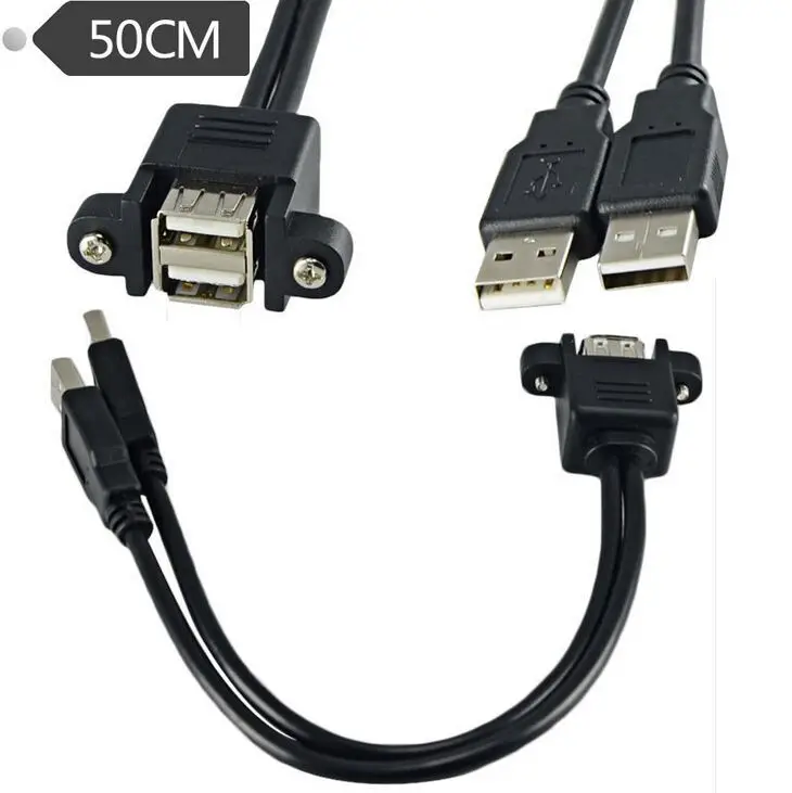 Newly arrived 50cm short Dual USB 2.0 A female socket panel mount to 2 ...