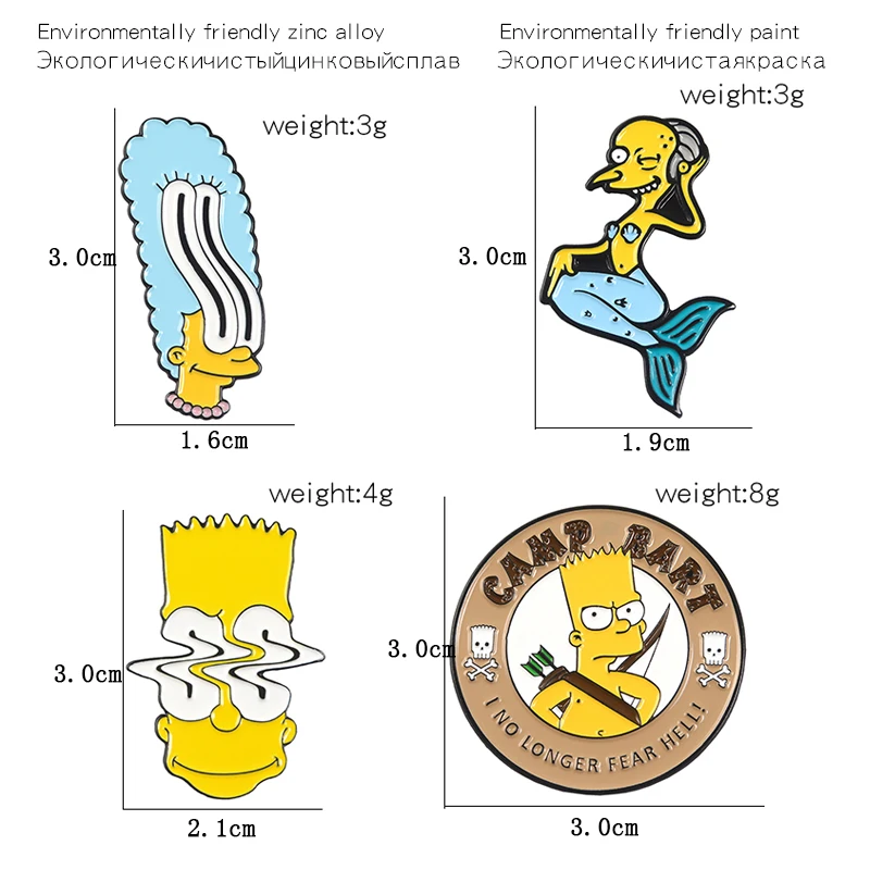 The Simpsons Family Anime Pins brooch Mr Burns Bart Simpson Marge ...