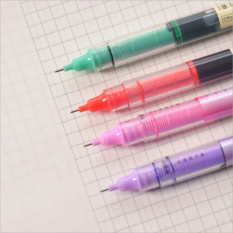 6 Colors Quick-Drying Full Needle Gel Pen 0.5mm Needle Point Liquid Ink ...