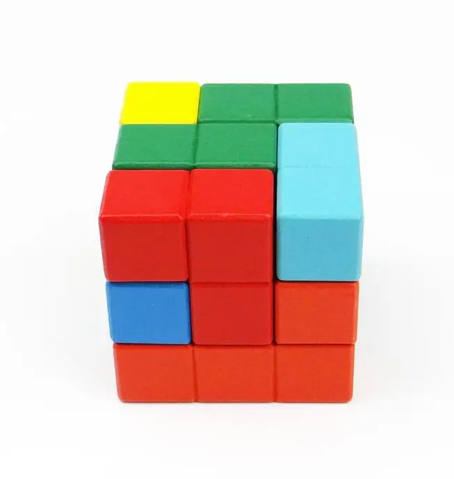 1xnatural Wood Classic 6x6x6 3d Tetris Cube Puzzle Brain Trainning Game ...