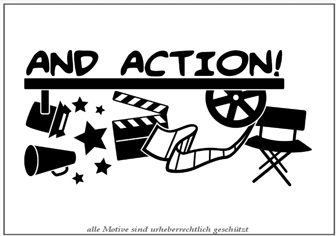 And Action Cinema Vinyl Wall Decal Film Camera Wanddeko Wall Sticker ...
