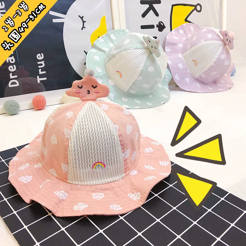 Children's hat spring summer little cloud baby princess fisherman net ...