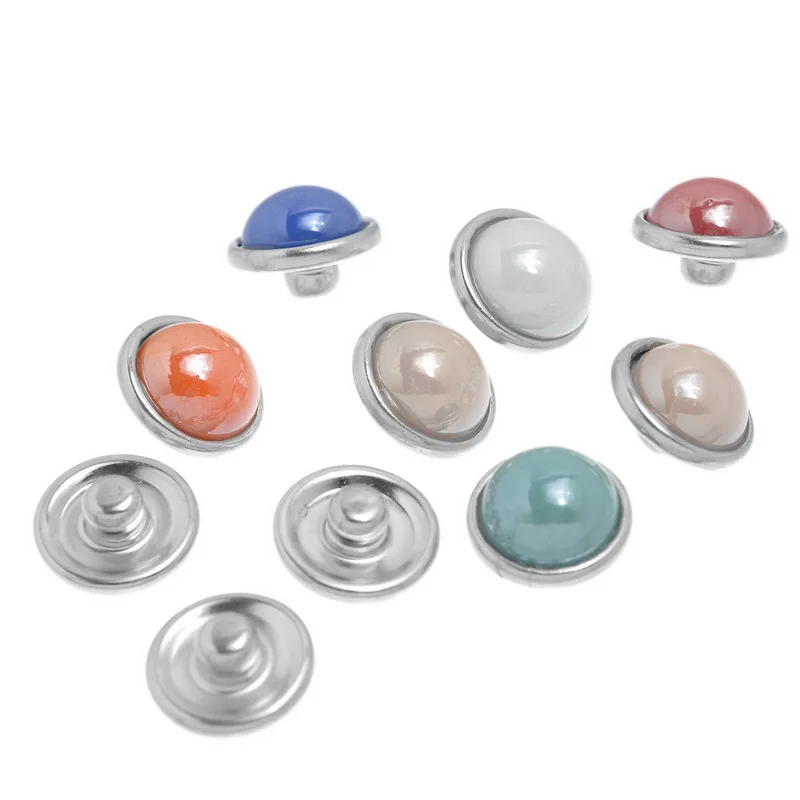 30Pcs Mixed Acrylic Round Snap Press Buttons Click Button Crafts Making ...