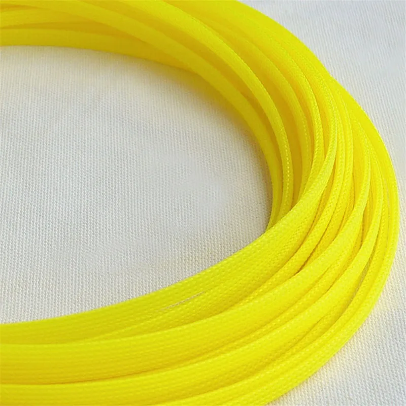 Yellow - High Quality 6mm Braided Pet Expandable Sleeving High Density ...