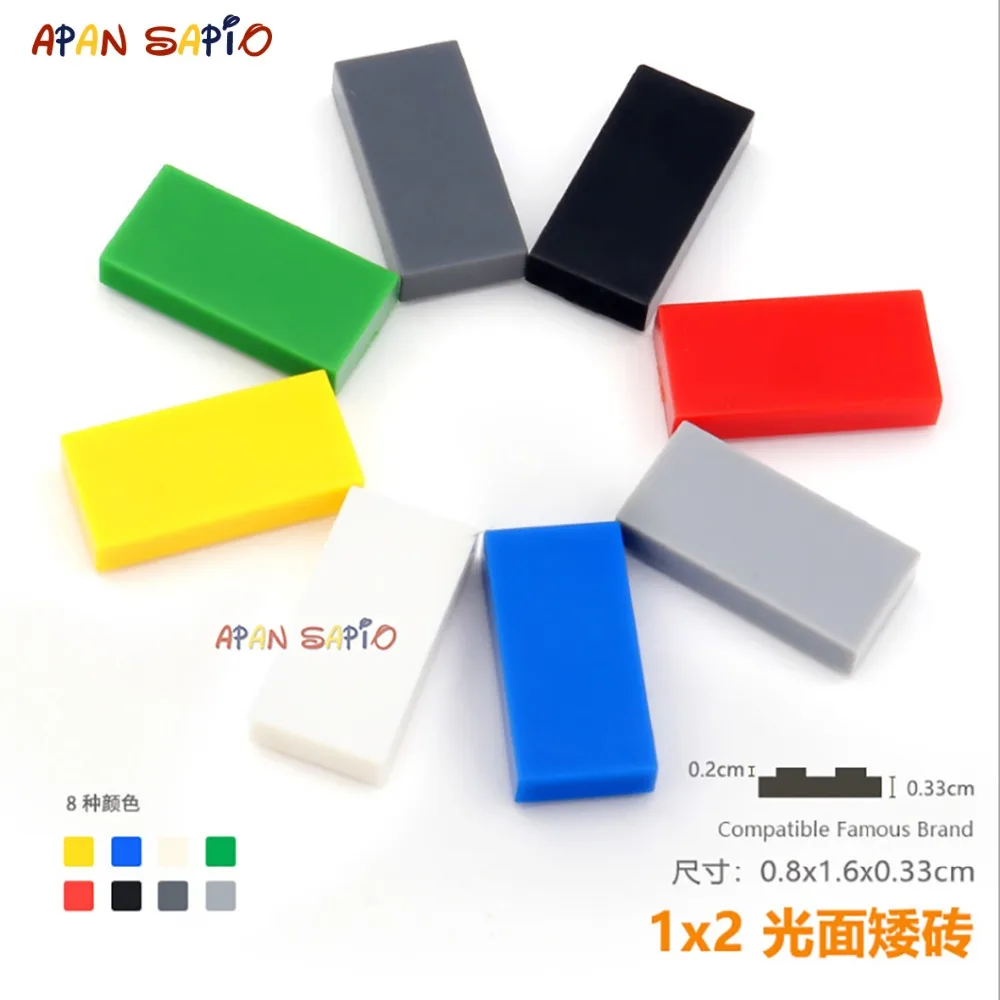 50pcs/lot DIY Blocks Building Bricks Smooth 1X2 Educational Assemblage ...