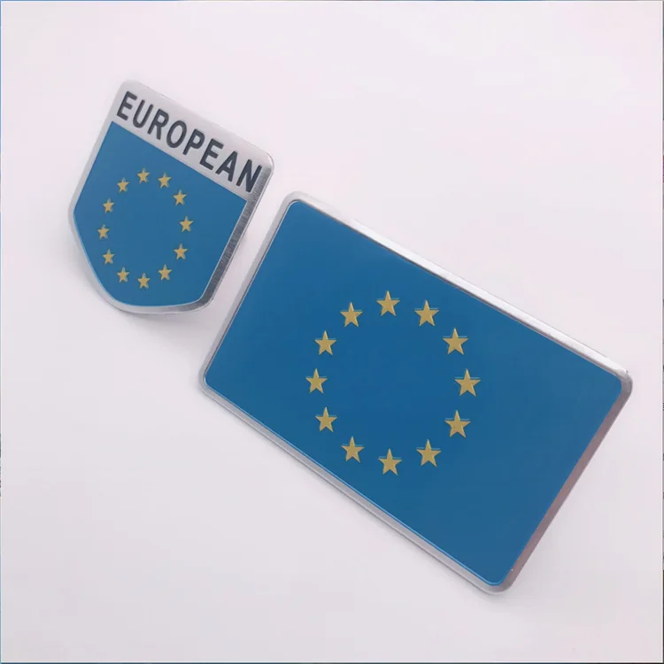 200pcs Aluminum EU England Italy Flag Car Stickers Emblems Decorations ...