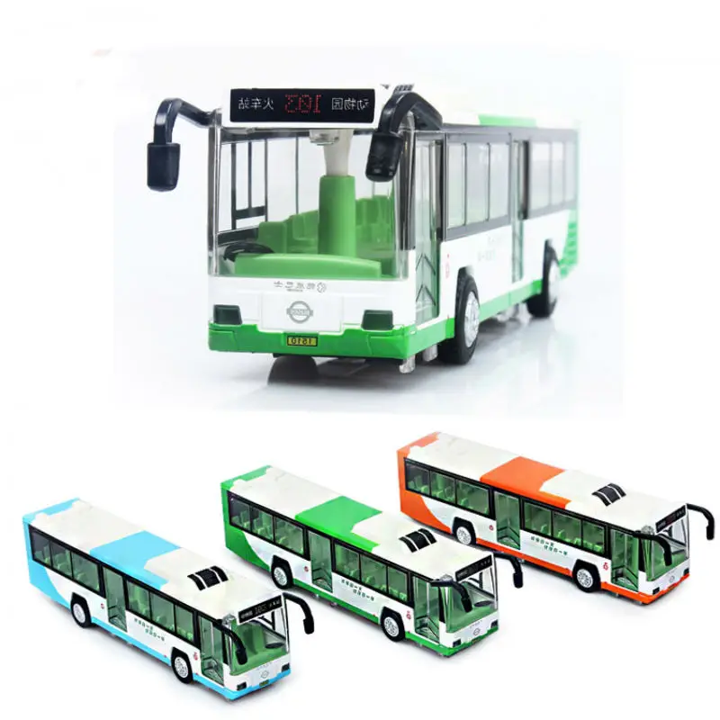 1:24 Toy Bus Alloy Bus Electric Car Real Voice Station Bus with Light ...