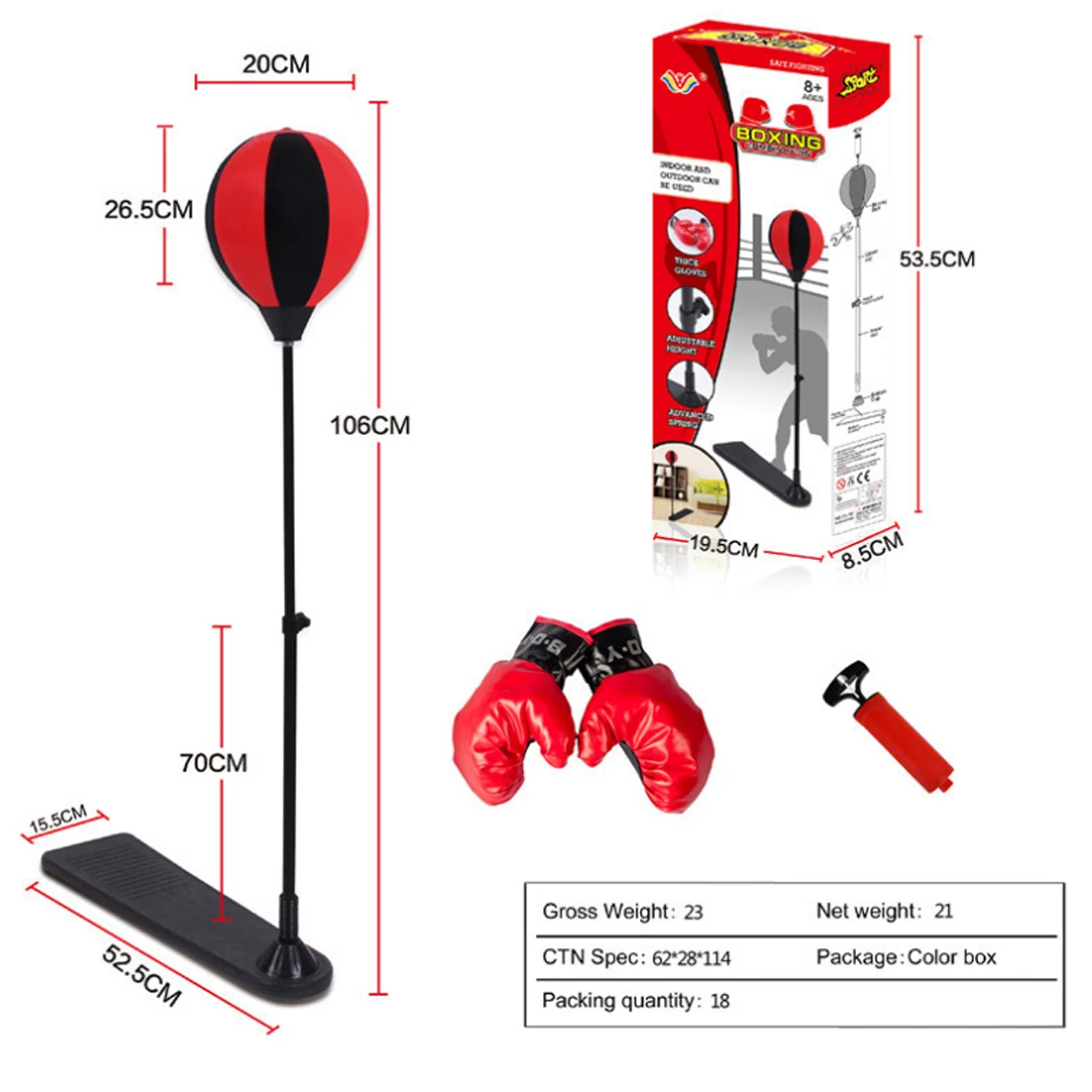 Trample Type Boxing Suit Upright Punching Ball Adjustable Height ...