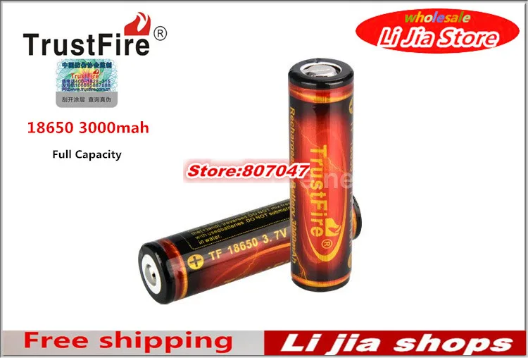 2PCs-Lot-Trustfire-18650-Li-ion-Rechargeable-Battery-3-7v-3000mAh-for ...