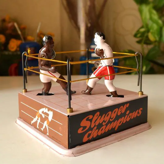 Classic Big Boxing Ring Tinplate Clockwork Toy Vintage Squared Circle ...