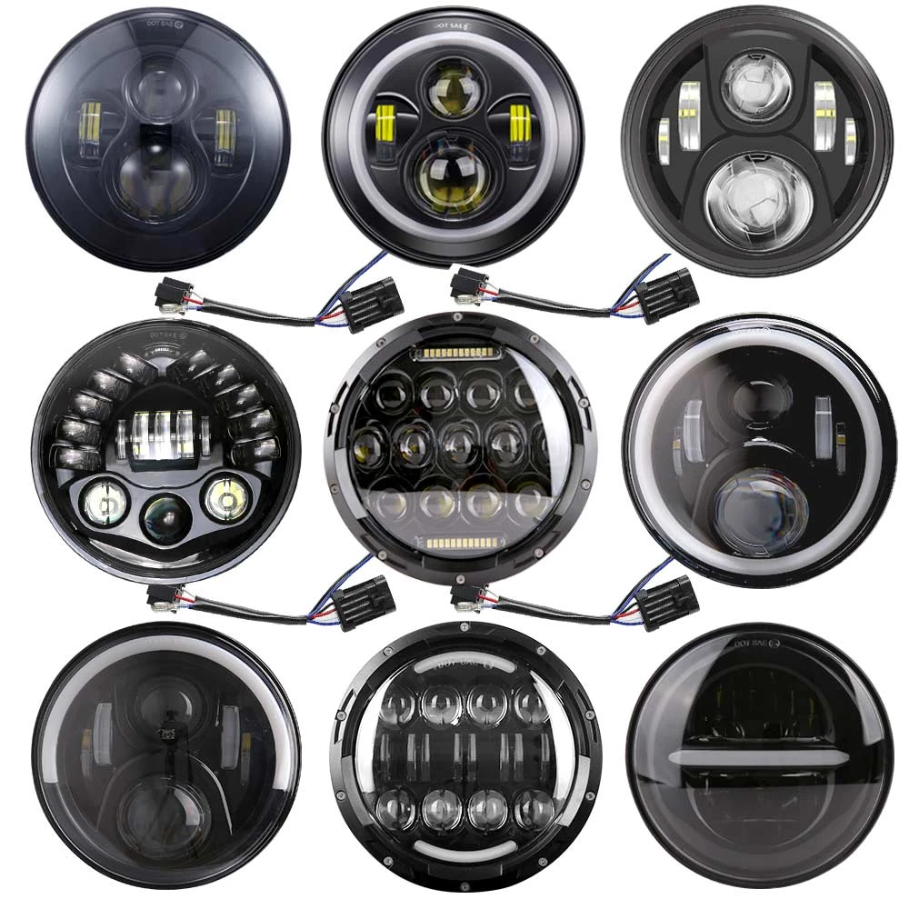 Universal 7" Led Car Motorcycle Headlight H4 Phare Farol Moto Headlamp ...