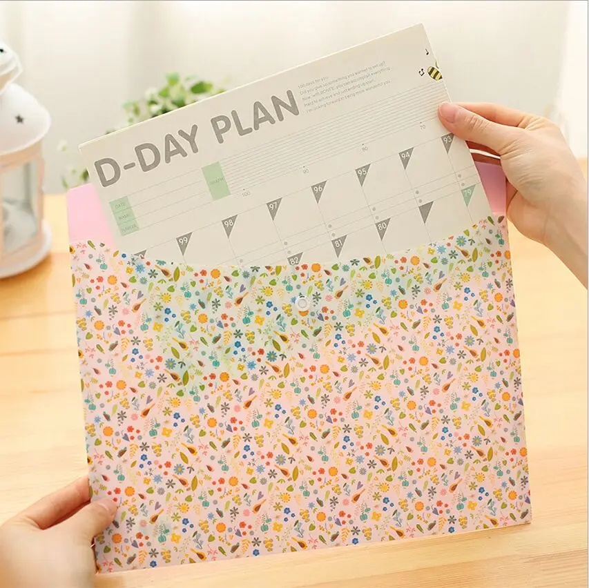 Blossoming Floral Flowers A4 File Bag Snap Document Bag A4 File Folder ...