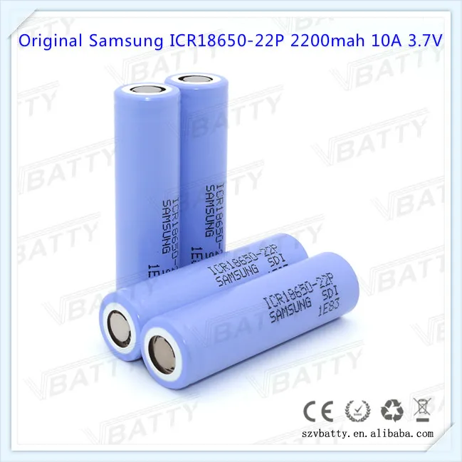 100% 오리지널 삼성 INR18650 22P 22 p 18650 2200 mah 10a 3.7 v 충전식 하이 드레인 리튬 ...