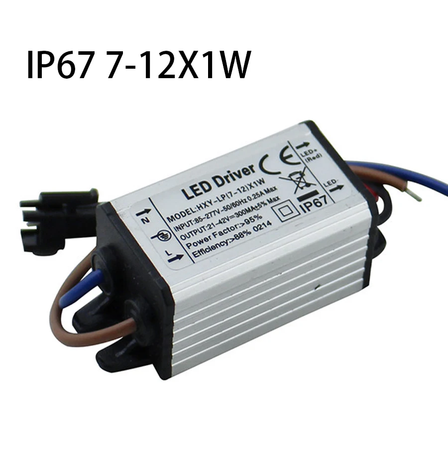 LED Driver 12W AC85 277V to DC21V 42V 300mA 7 12X1W Power Supply LED ...
