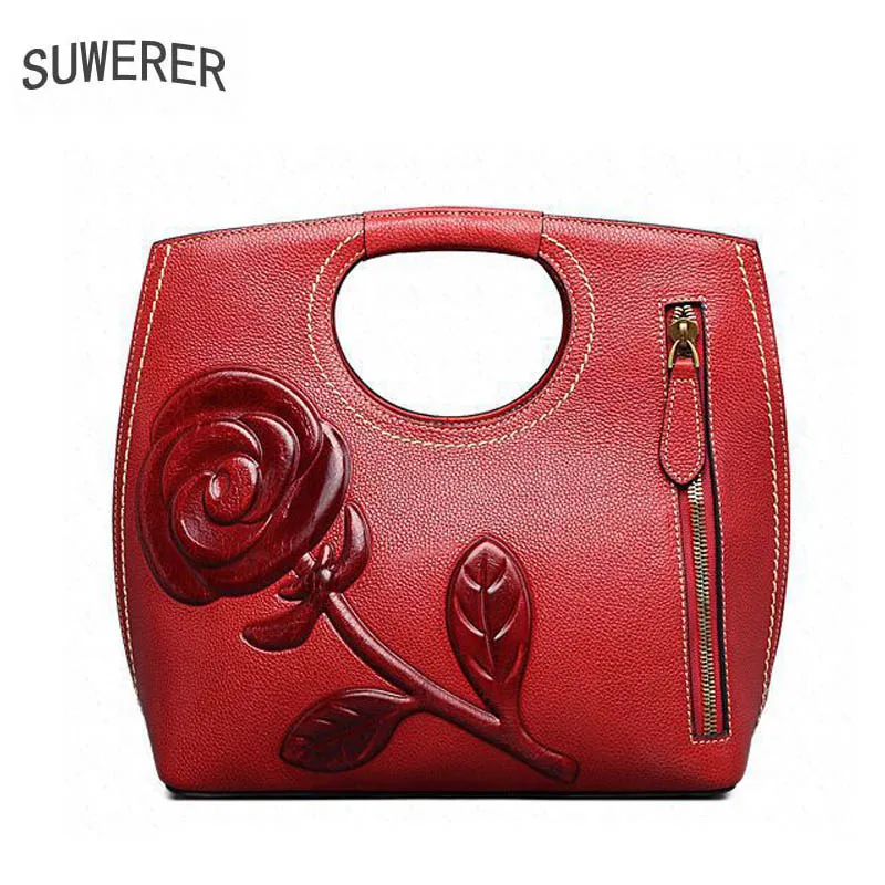 SUWERER Genuine leather embossed bag women leather handbags luxury ...