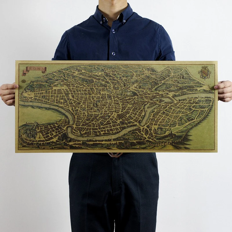 Ancient Rome Aerial View Rome Map 72x32cm / Kraft Paper/ Wall Stickers ...
