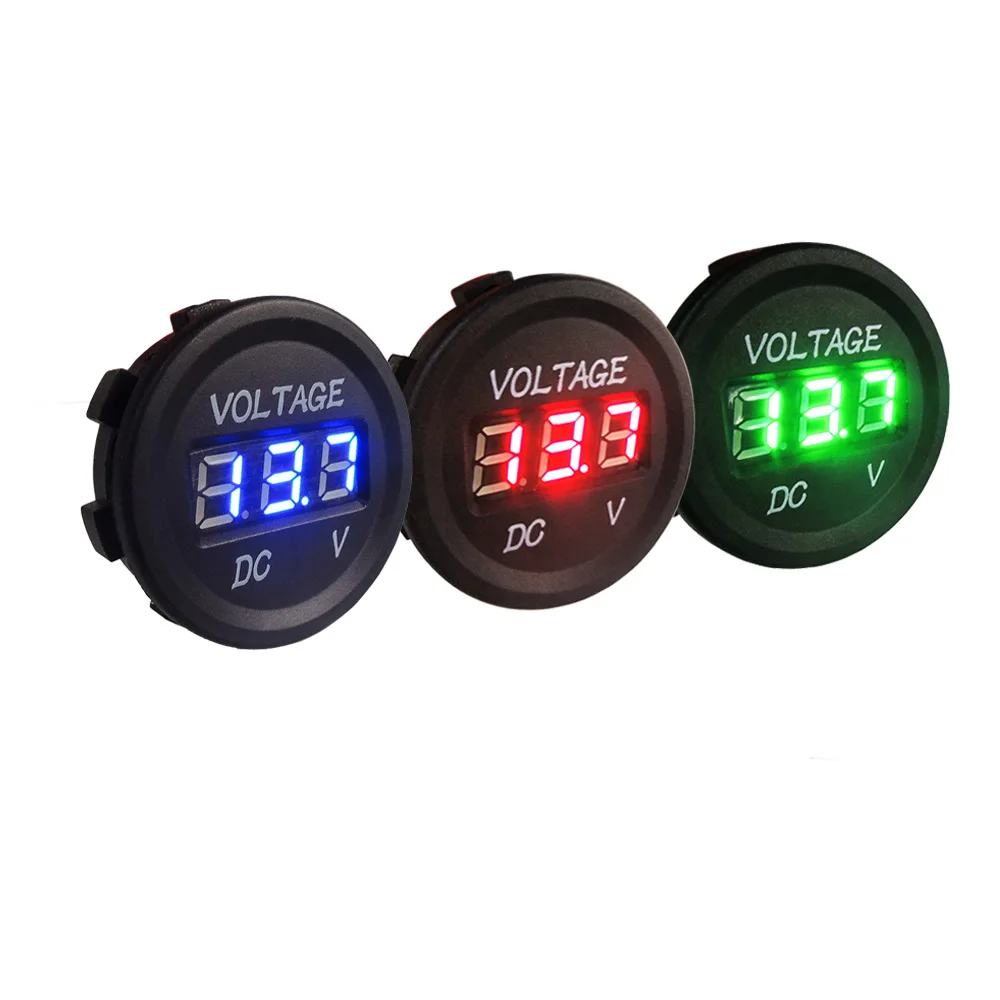 3pcs Led Dc 12v 24v Waterproof Digital Display Voltmeter Socket For