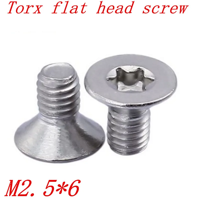 100Pcs M2.5*6 m2.5x6 torx flat countersunk head screw a2 stainless ...