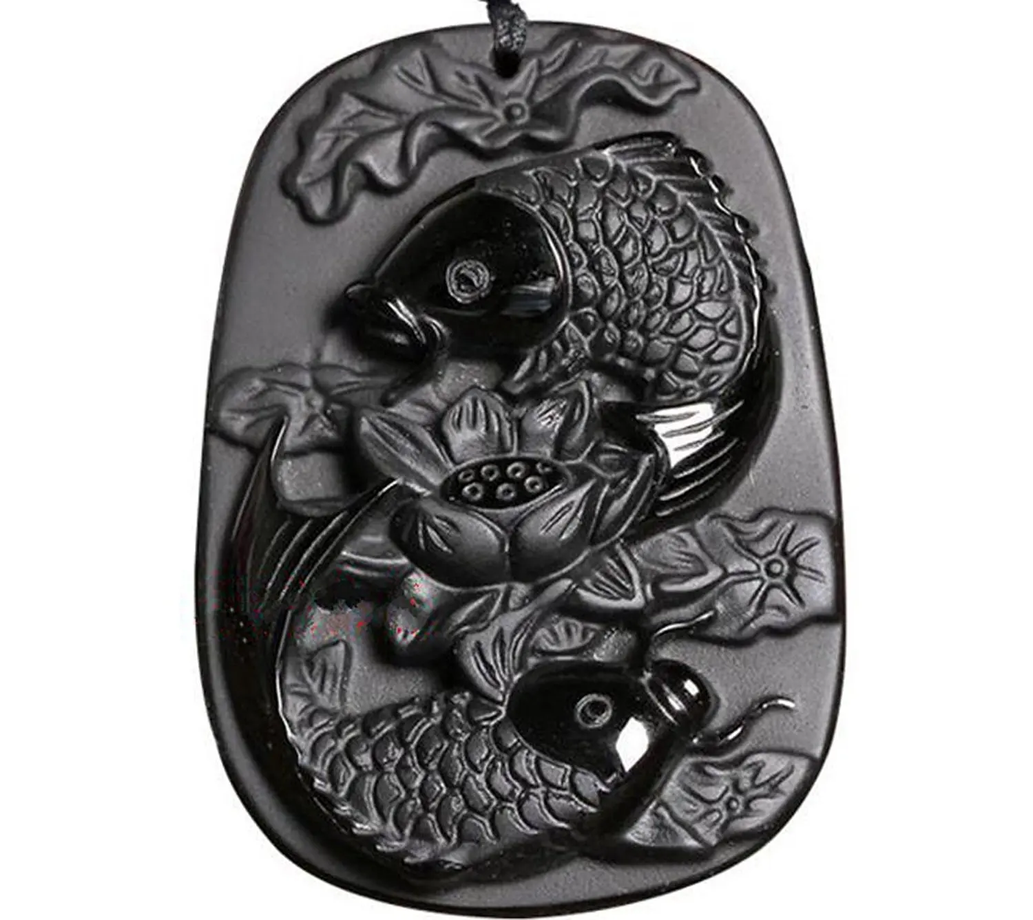 Koraba joias finas personalizadas com obsidiana natural, pingente flor ...