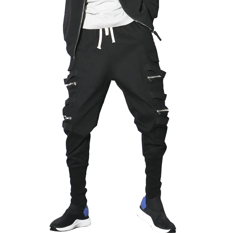 2019 Fashion Men Casual Harem Pant High Street Hip Hop Zippers Slim Fit