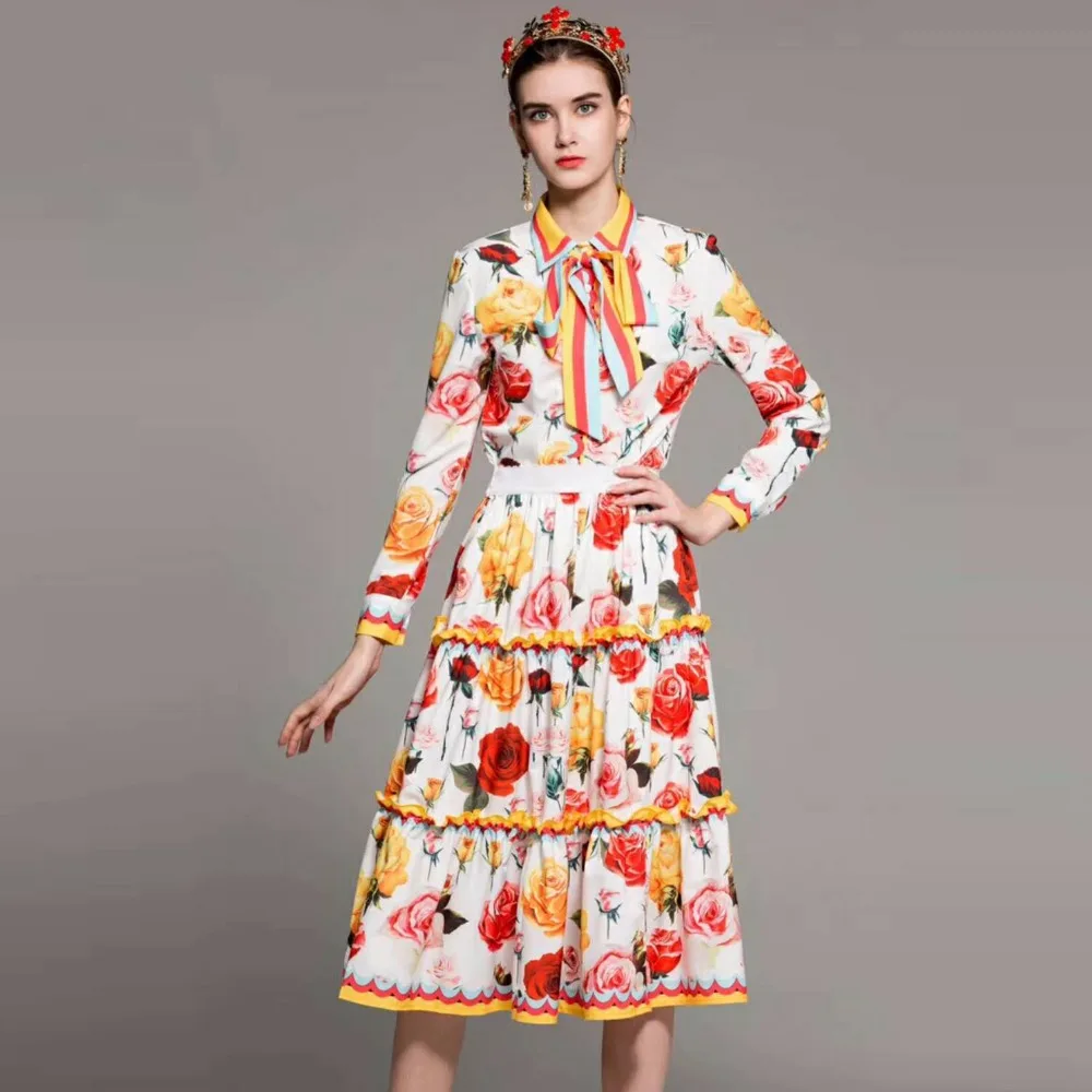 2018 New Spring Flowers Print Women Floral Sets Fashion High Quality ...