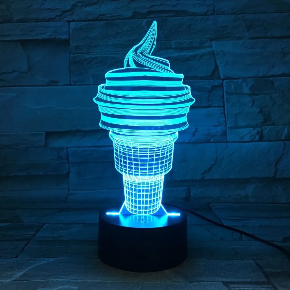 Ice Cream 7 Colors Change Night Lamp Led 3d Table Light For Bedroom ...
