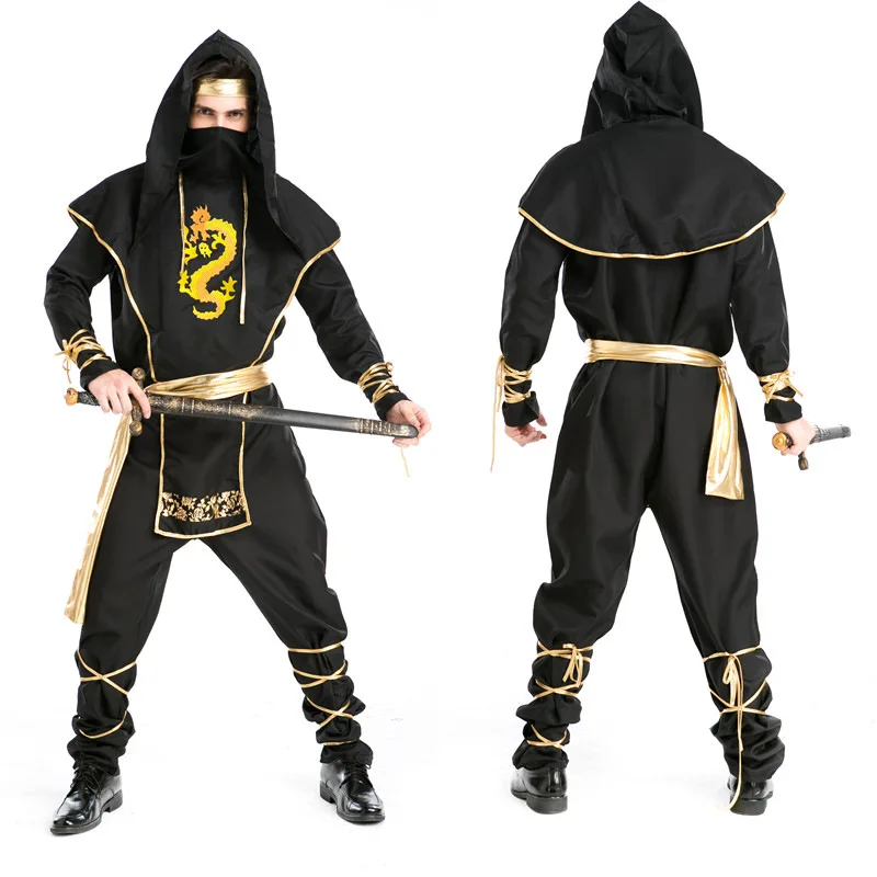 Halloween Adult Mens Black Hokkaido Ninja Warrior Costume Suit Uniform ...