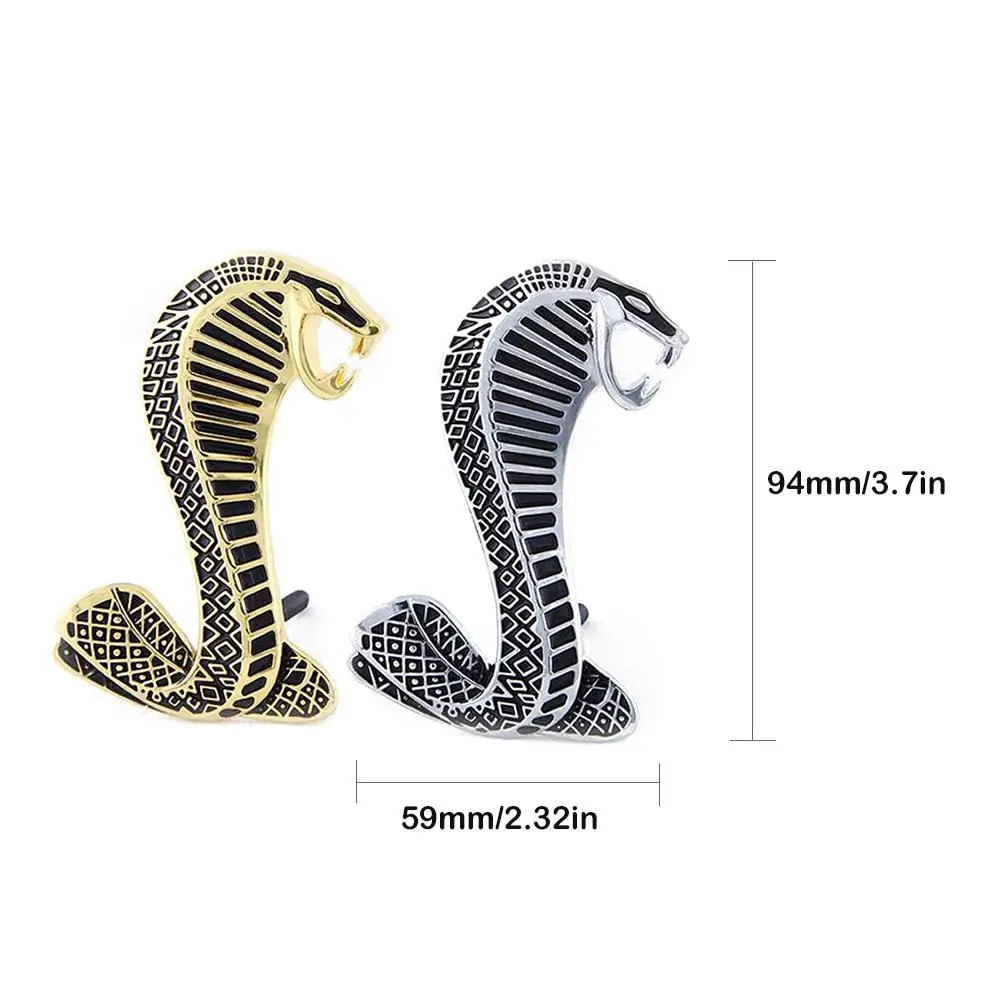 3D Metal Chrome Sticker Car Grille Turn Sign Cobra Logo For Ford ...