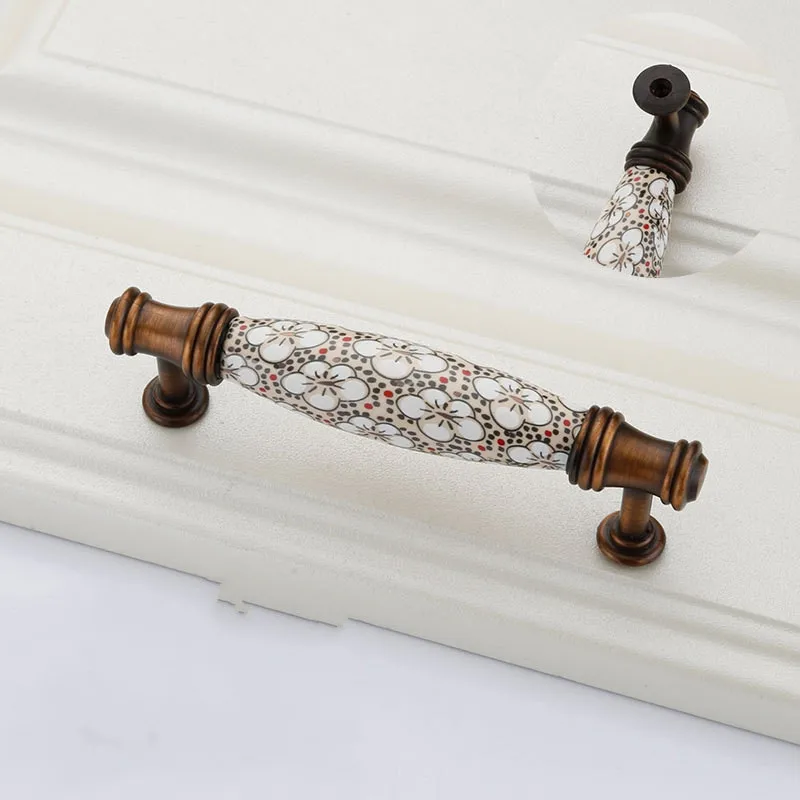 10 шт Красочный керамический цветок ручки шкафа дверные ручки-скобы ...