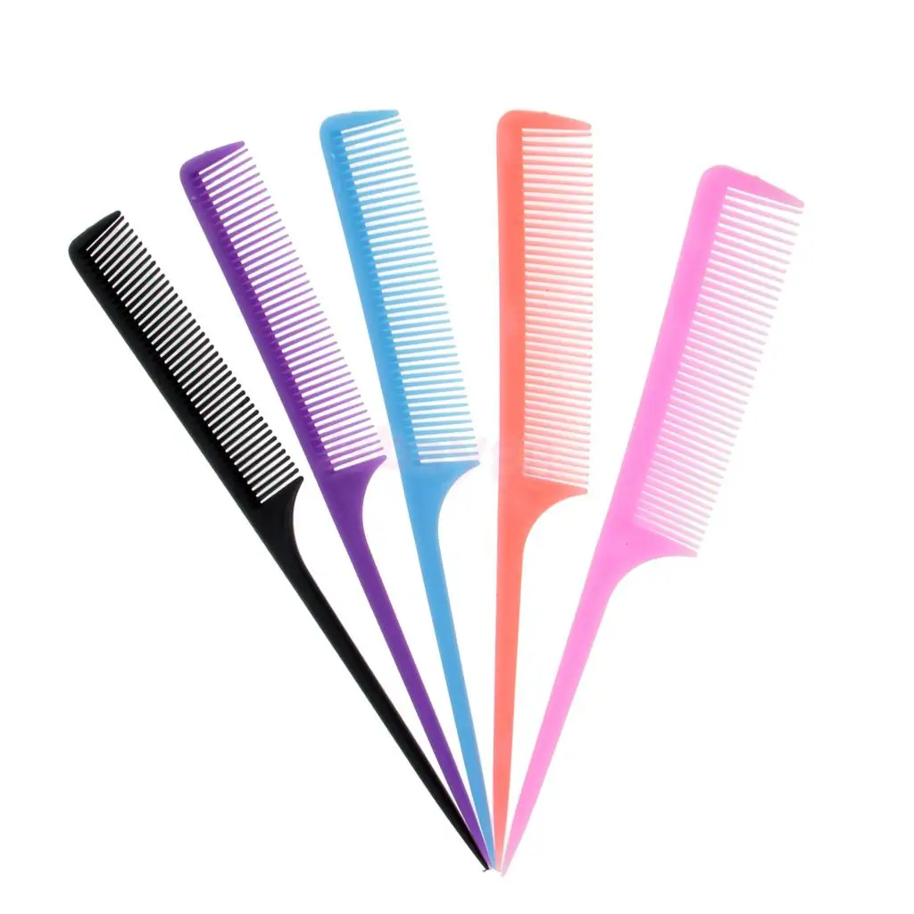5 Pieces Colors Hair Comb Salon Brush Styling Hairdressing Rat Tail ...