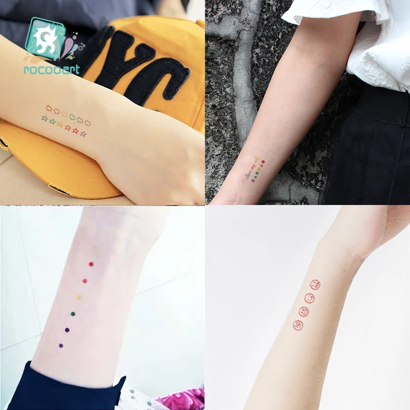 Rocooart Colorful Small Tattoo Rainbow Emoji Fake Tattoo Body Art ...