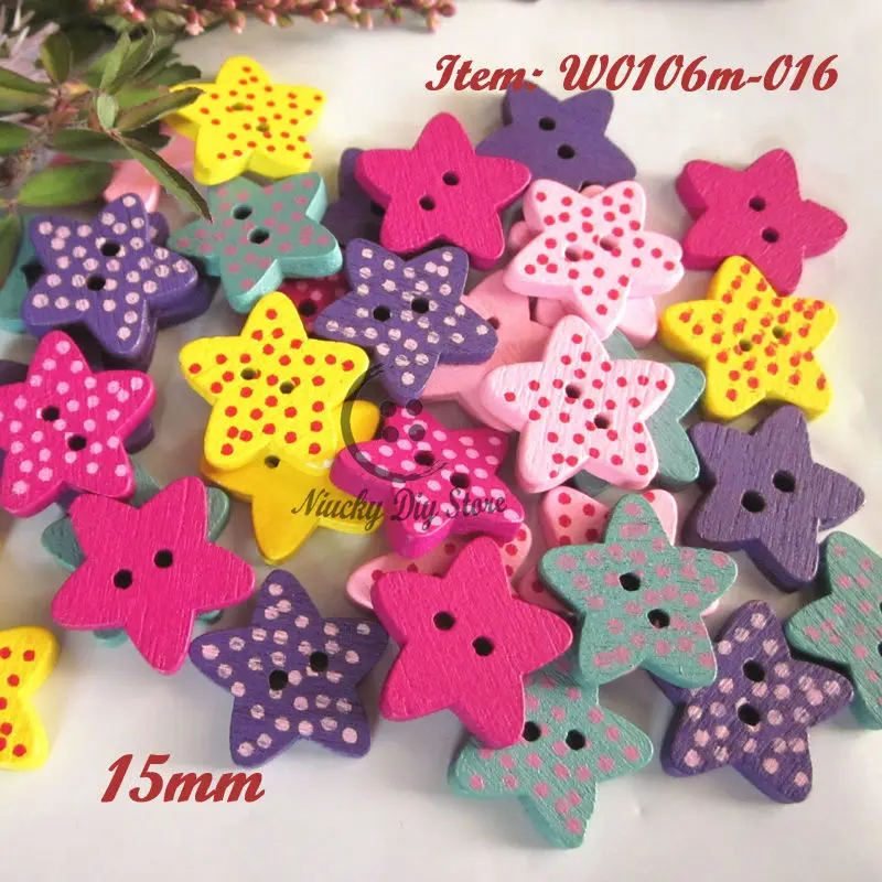 144pcs dot colorful star wood buttons decorative buttons for children ...