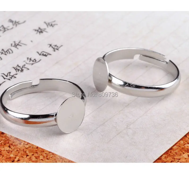 20pcs/lot Silver Plated Flat Ring Jewelry Findings Pad Bases Blanks 3 ...