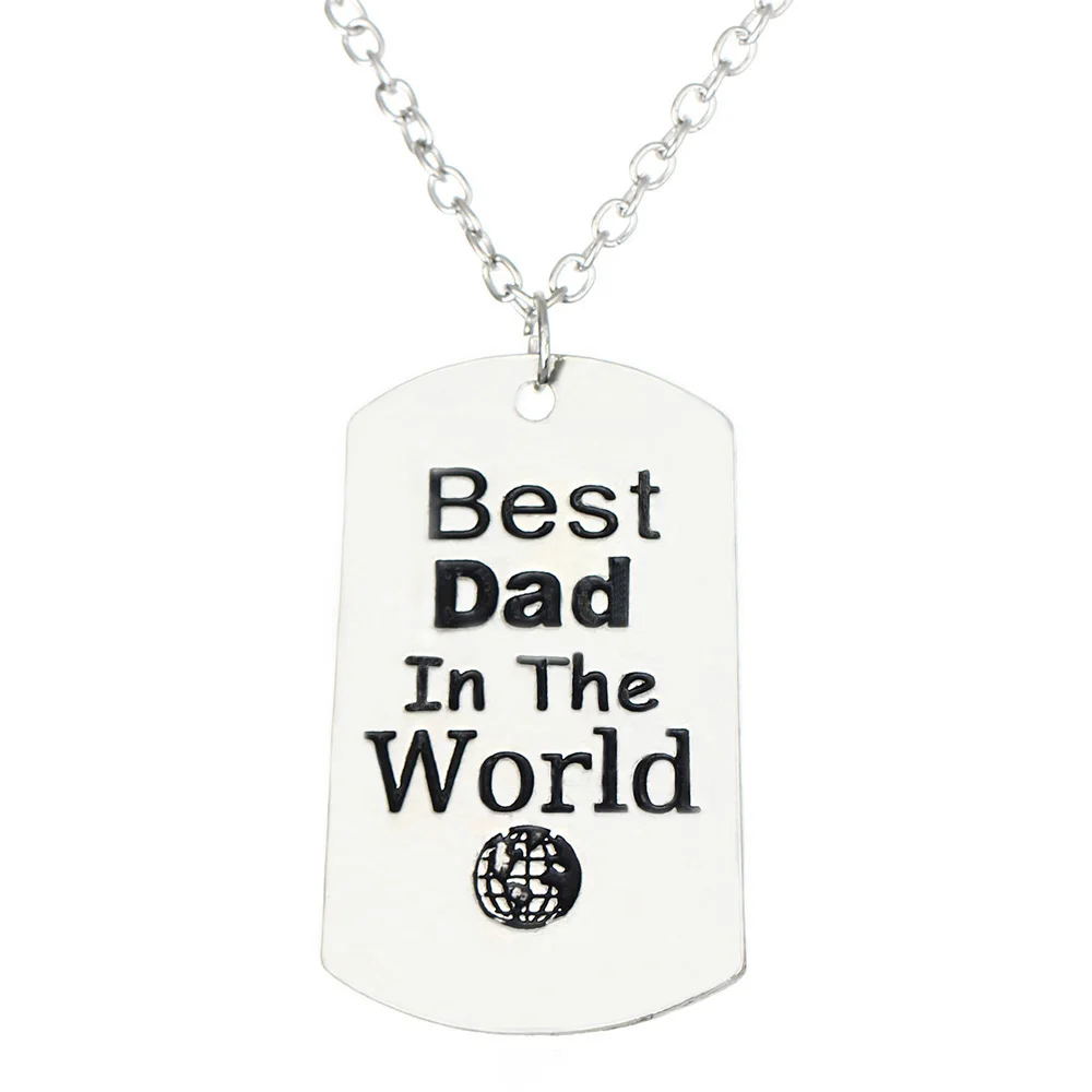 24 Pc/Lot Best Dad In The World Tag Pendant Chain Necklace Family Men ...