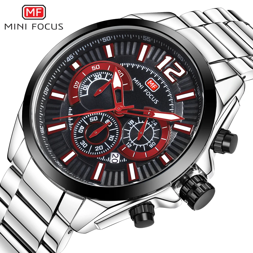 MINI FOCUS Classic Dress Quartz Watch Men Stainless Steel Strap ...