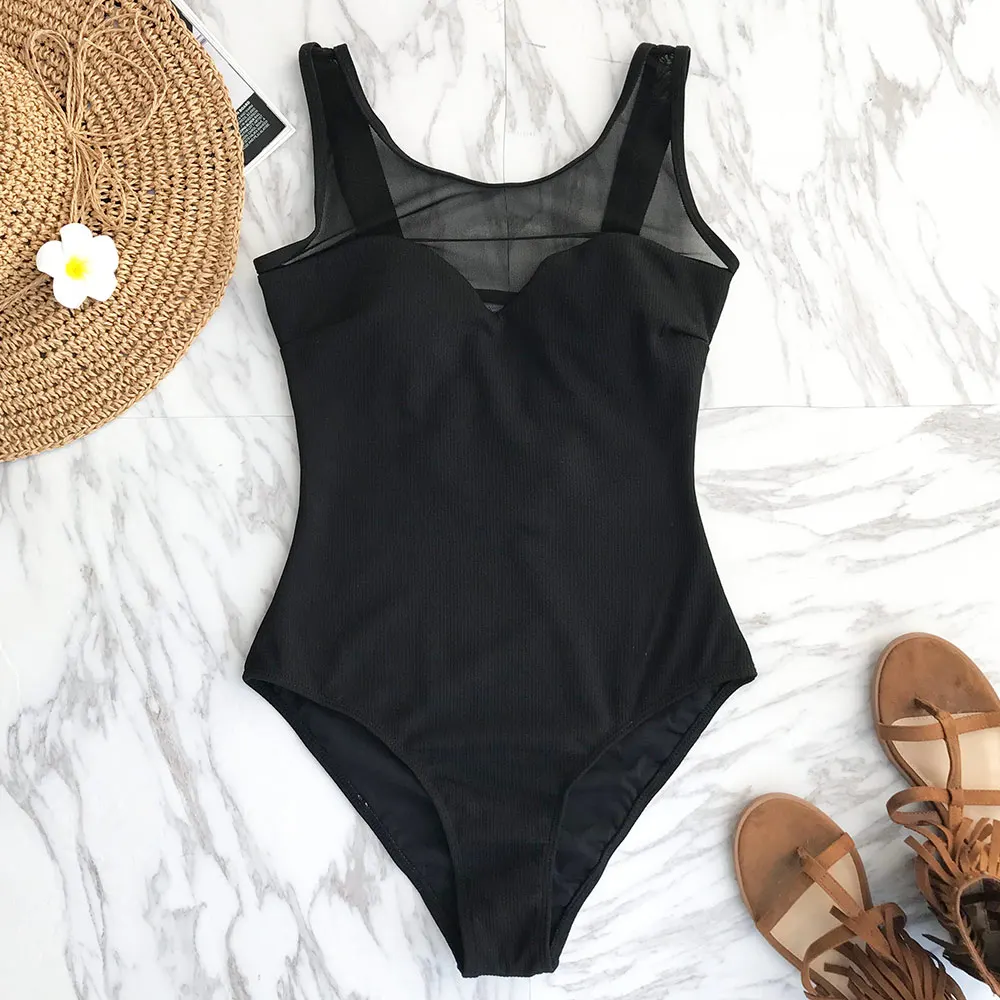 Cupshe Crush On You Mesh One Piece Swimsuit Back Strappy Bikini Set