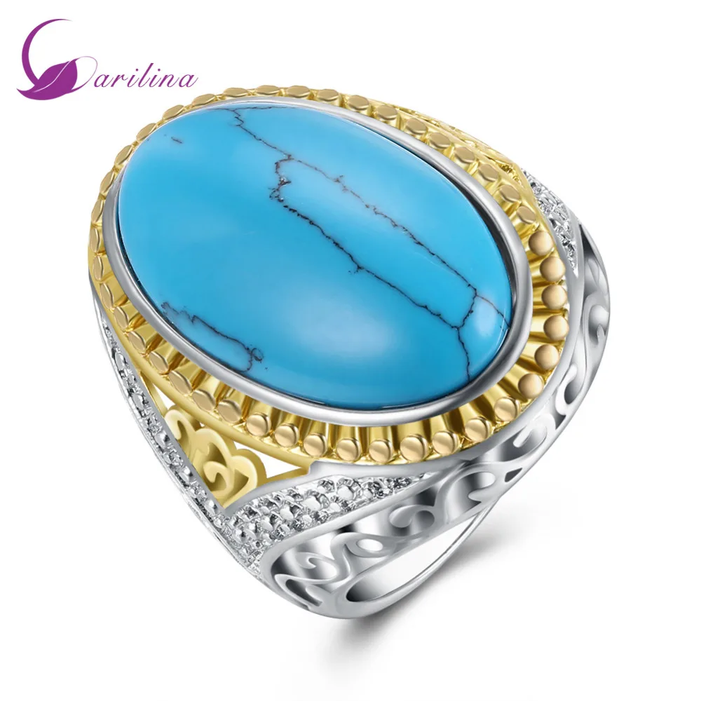 Blue stone silver ring high fashion men rings new retro style R2064-in ...