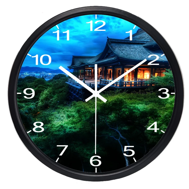 Alpine scenery Mountains Wall Clock Beautiful Home Hotel Living Room ...