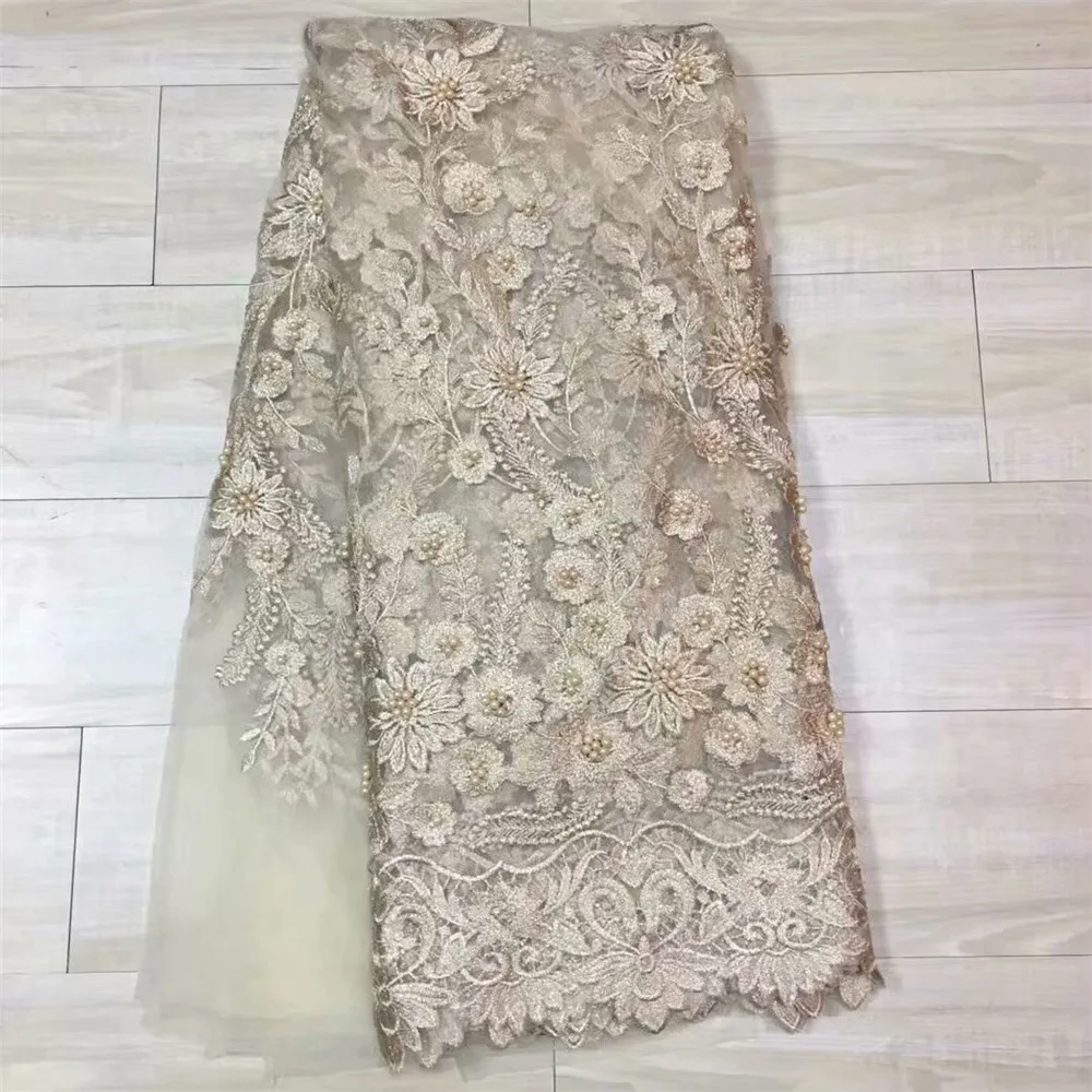 HFX 2018 New style French net lace fabric 3D flower African tulle mesh ...