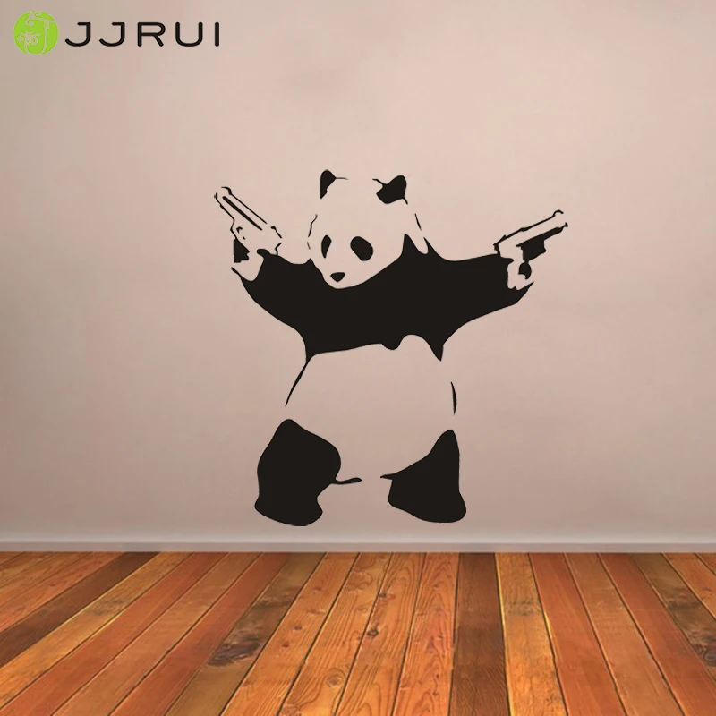 JJRUI wall stickers Large Bad Panda Gangster Guns Wall Art Decal Vinyl ...