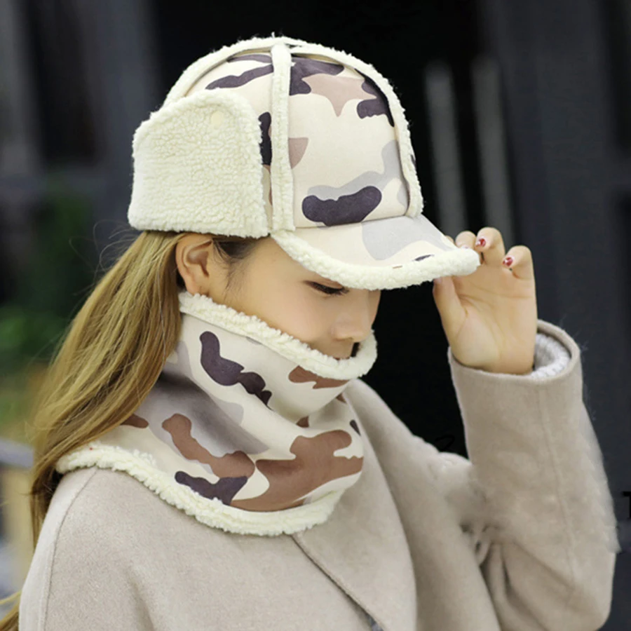 Women's Winter Hat And Scarf Sets Warm Thick Knitted Baseball Caps ...