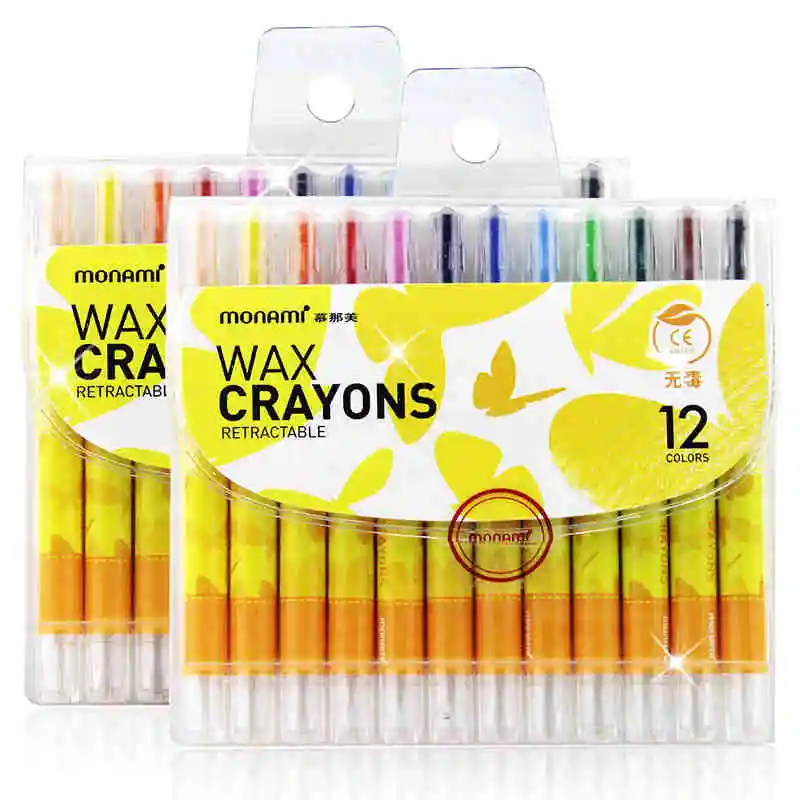 12 Colors/Set Korean Retractable Wax Crayons Nontoxic Kids Crayon Kids ...