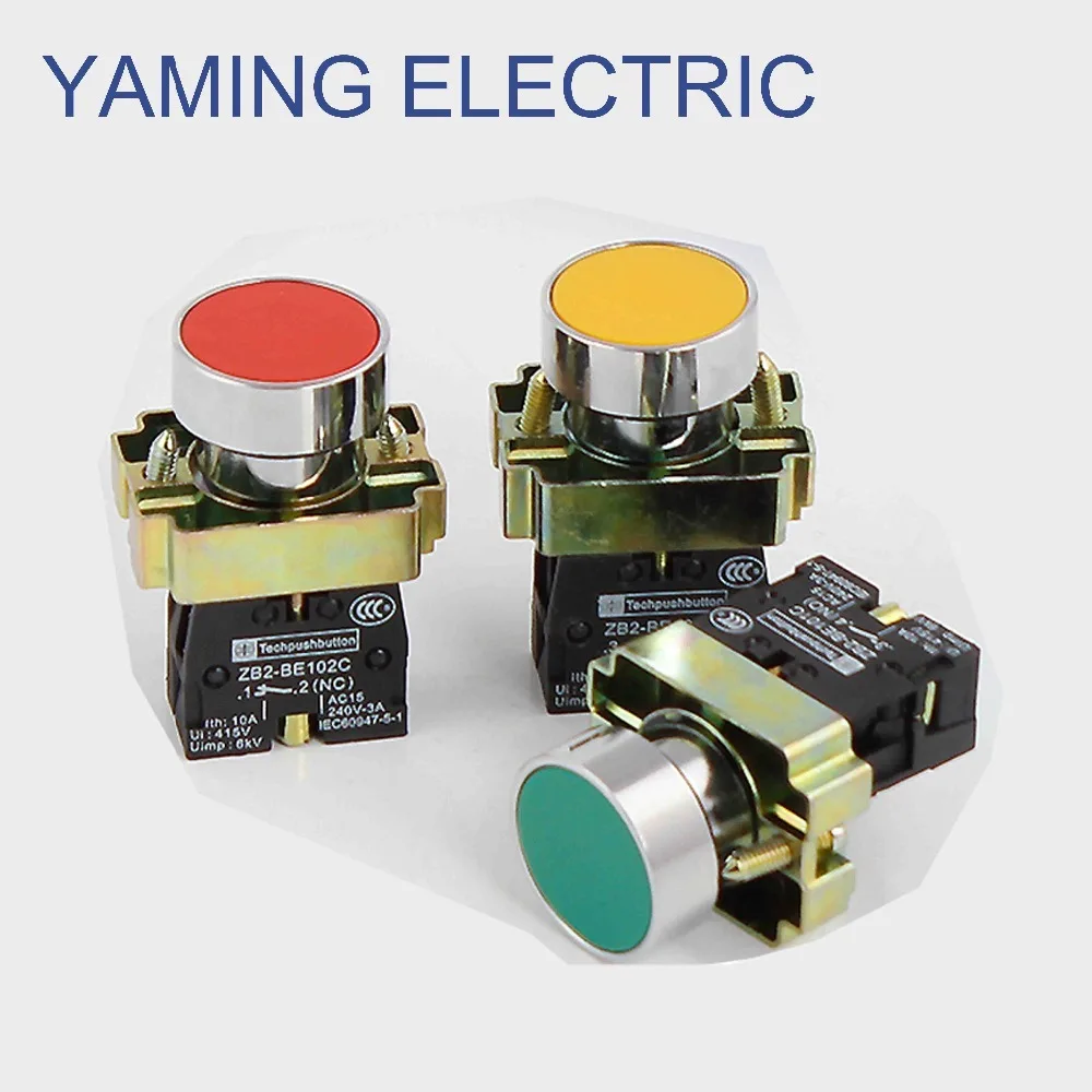 P47 Momentary Flush Push button switch 22mm 10A 240V~3A Circular small ...