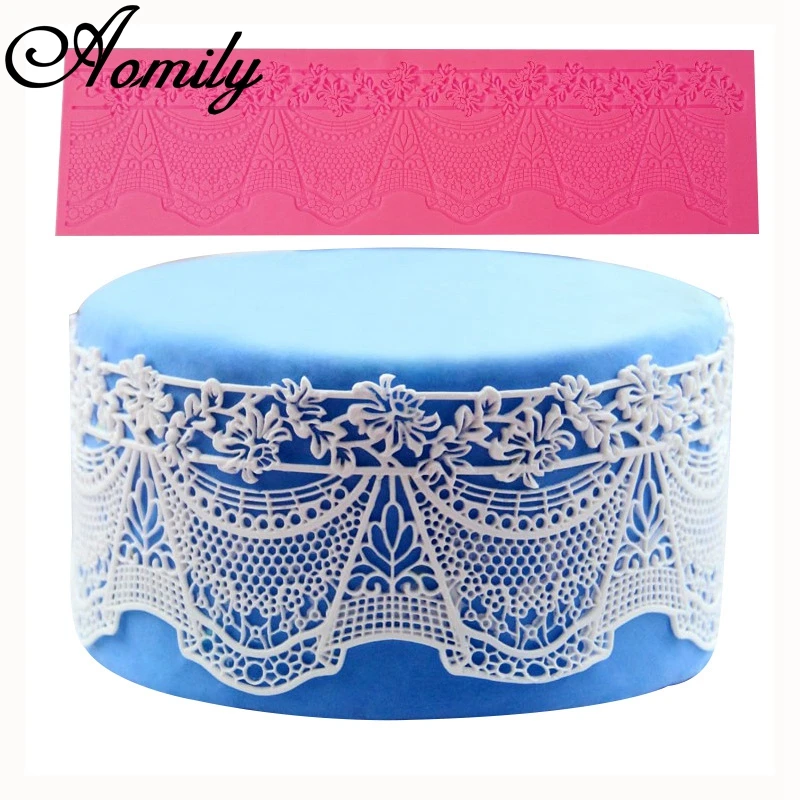 Aomily Lace Wedding Cake Mould DIY Silicone Beautiful Lace Fondant Mold ...