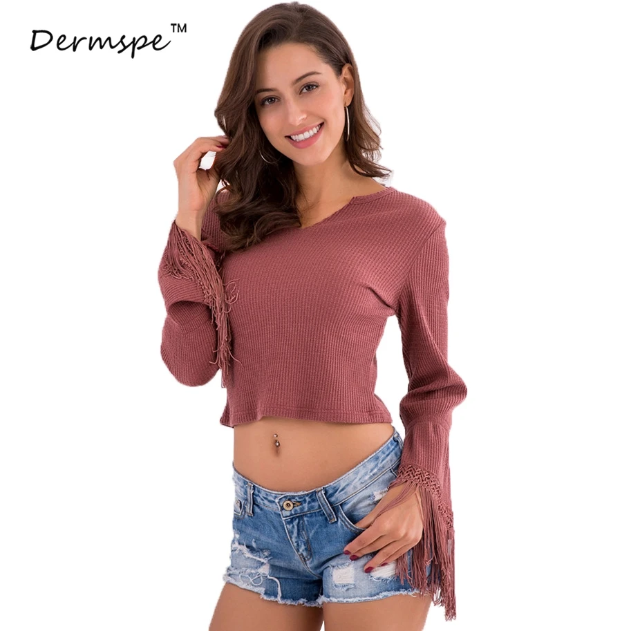 2018 Women Knit Sweaters Sexy Sweater Long Sleeve Pullovers Bandage V ...