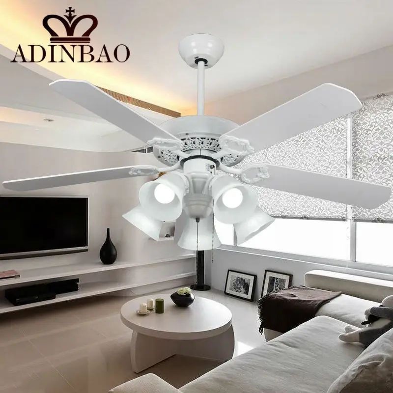 Decorative white color ceiling fan light with wood leaf XJ031|ceiling ...