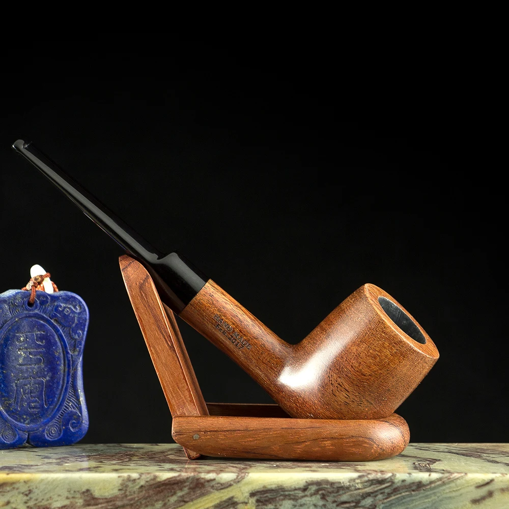 New Handmade Straight Wooden Pipe 9mm Filter Smoking Pipe Ebony Wood ...