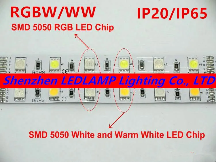 5M RGBW 5050 LED strip Light Waterproof IP20/65 DC12V SMD 60Leds/M 300 ...